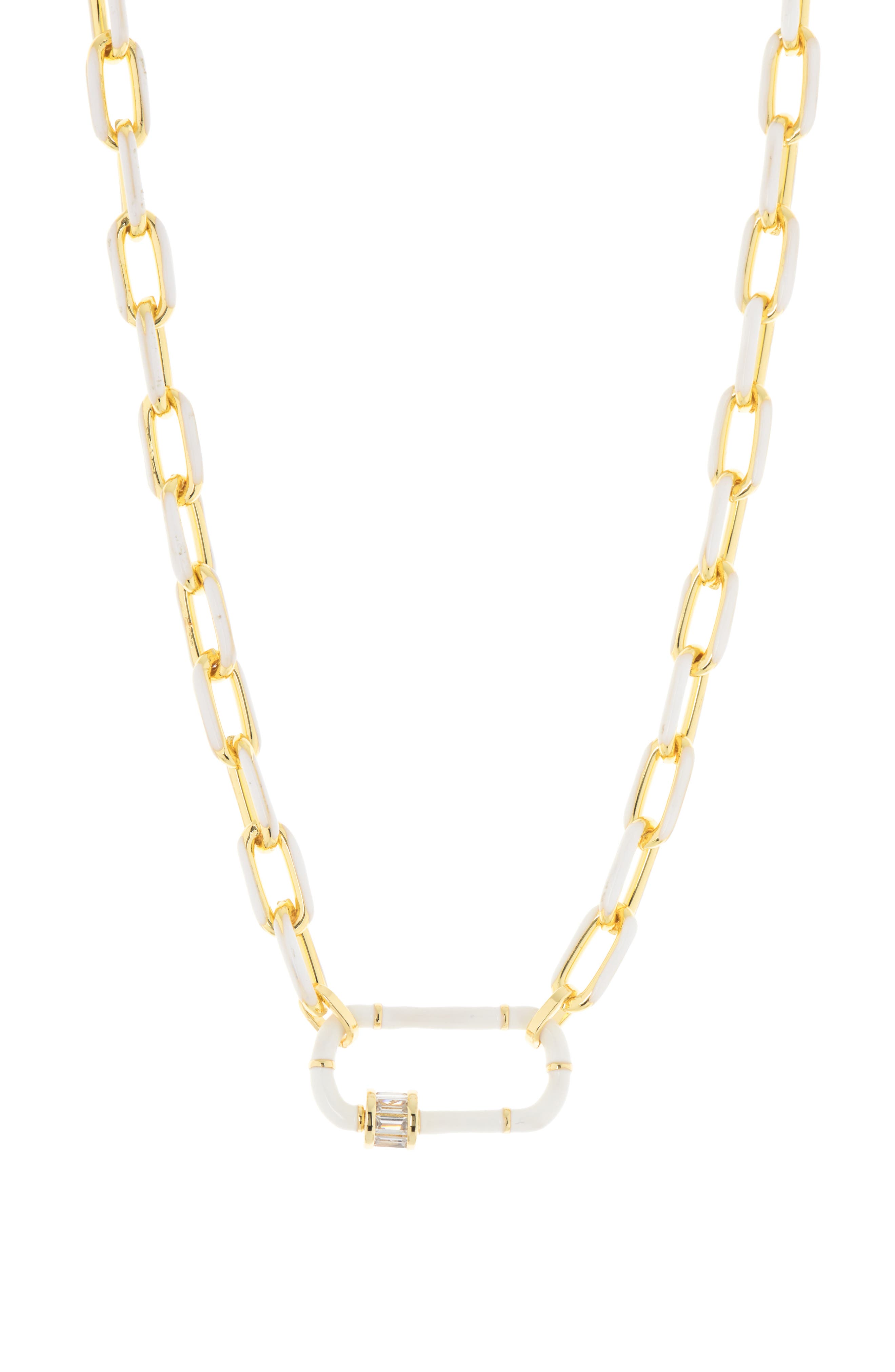 Juvell 18K Gold Plate Enamel & CZ Chain Necklace | Nordstromrack