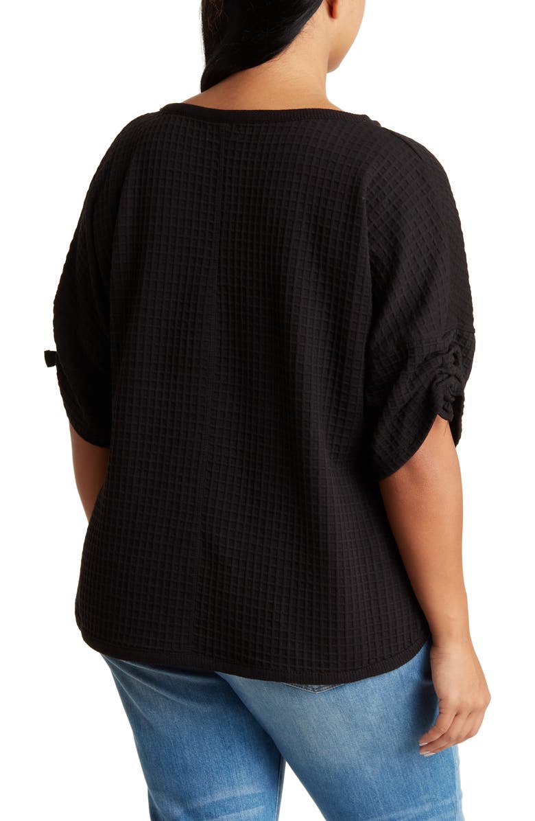 MAX STUDIO Waffle Knit Ruched Top | Nordstromrack