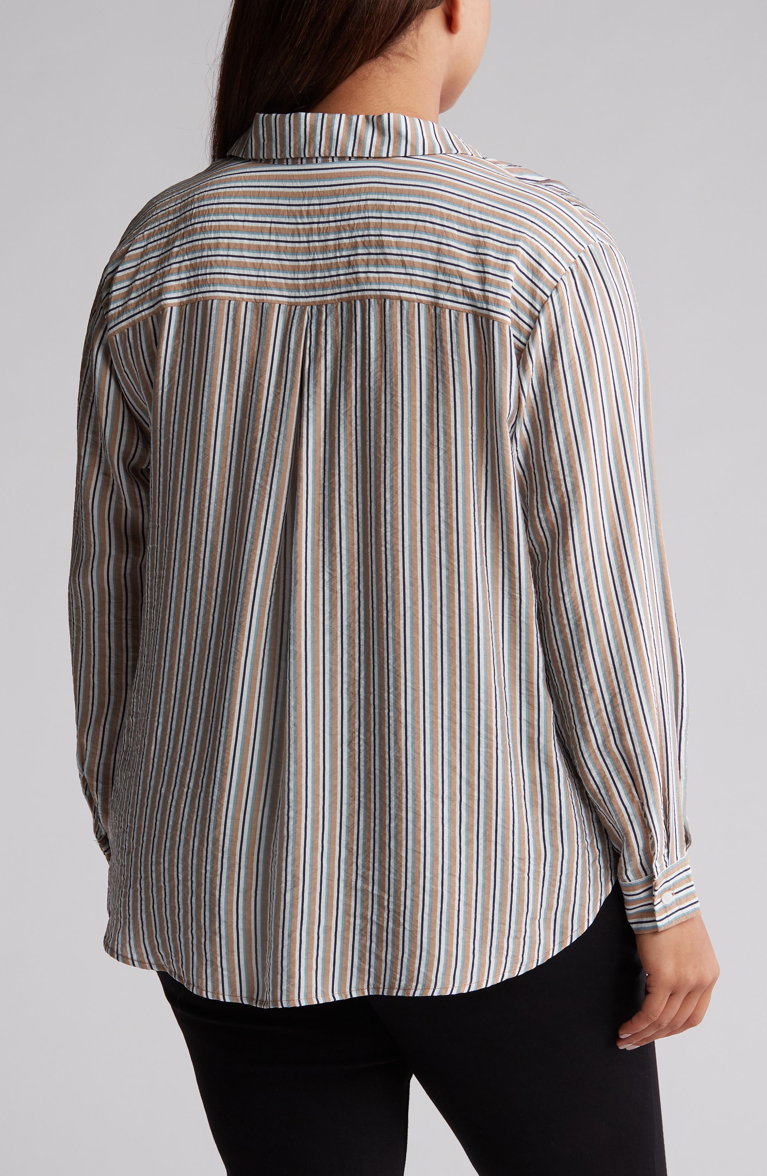 Stripe Crinkle Long Sleeve Button-Up Shirt (Women) | Nordstromrack