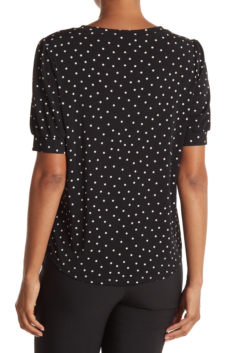 Adrianna Papell Patterned Crinkle Textured Puff Sleeve Top | Nordstromrack