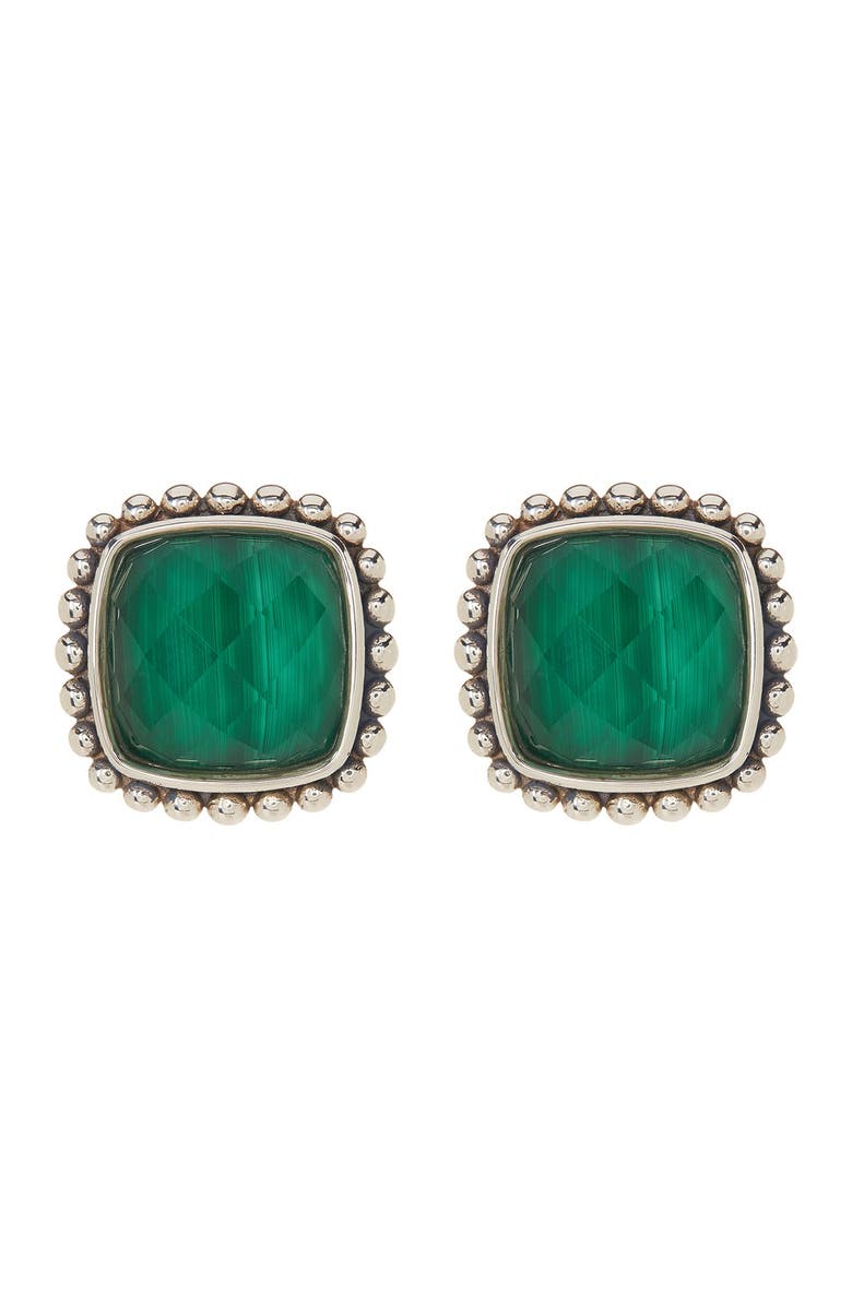 LAGOS Sterling Silver Maya Malachite Doublet Square Stud Earrings ...