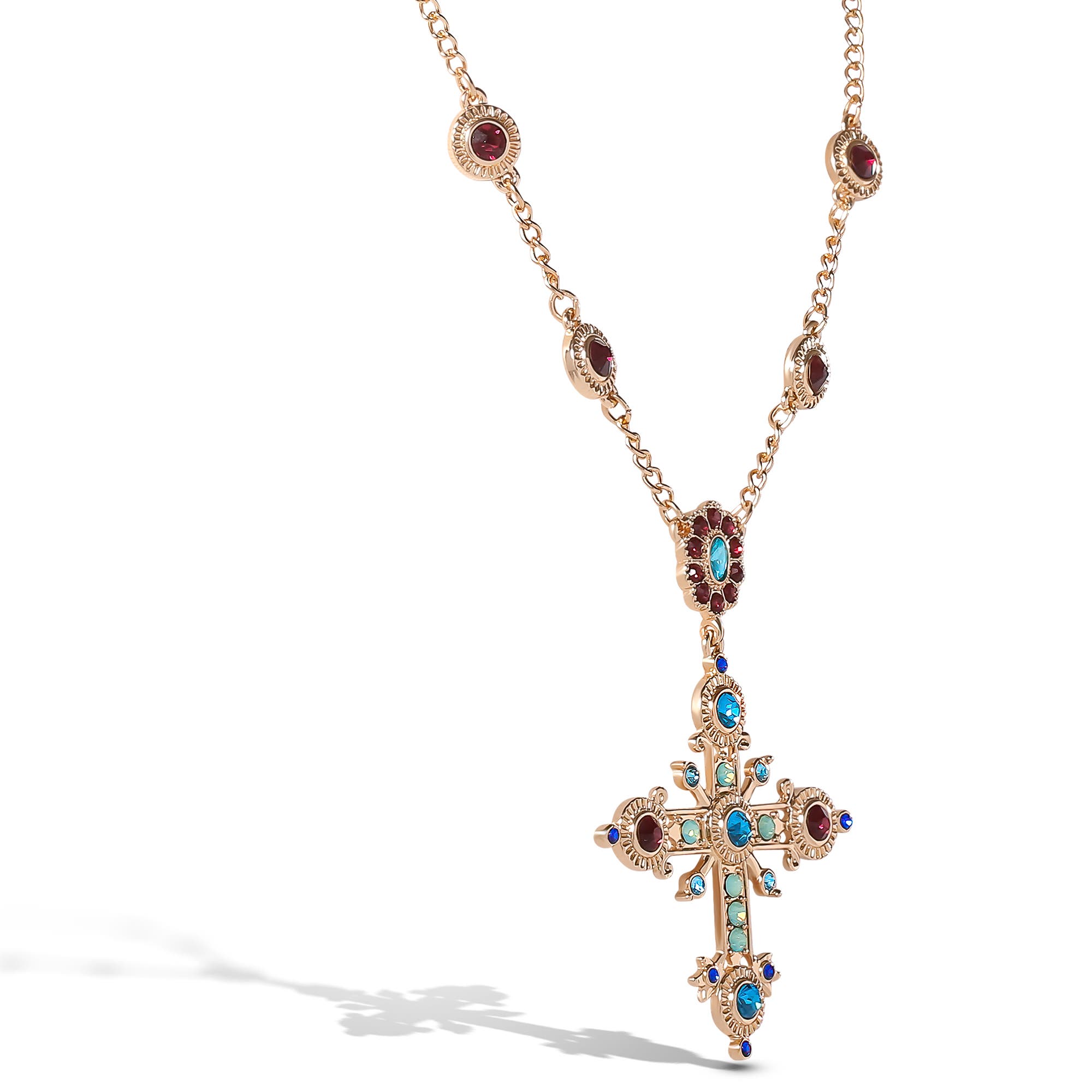 Jessica Simpson Crystal Gold-Tone Cross Pendant Necklace | Nordstrom