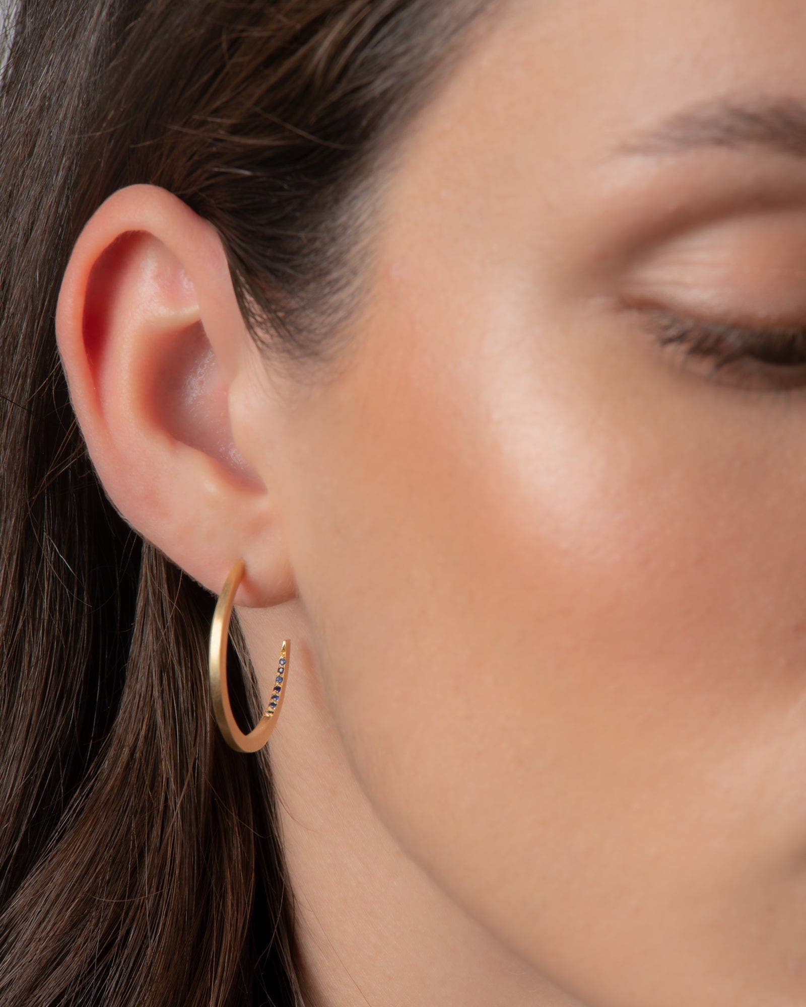 Eloise Jewelry Crescent Moon Hoops Natural Gemstones. Handmade in Italy ...