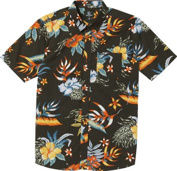 Volcom Sunriser Classic Fit Floral Short Sleeve Button-Up Shirt ...