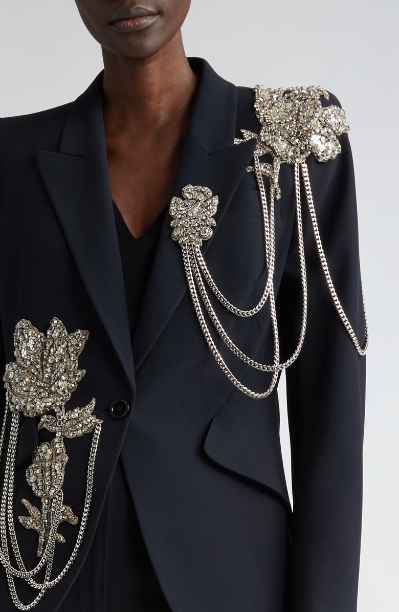 McQueen Floral Chain Single Breasted Blazer | Nordstrom