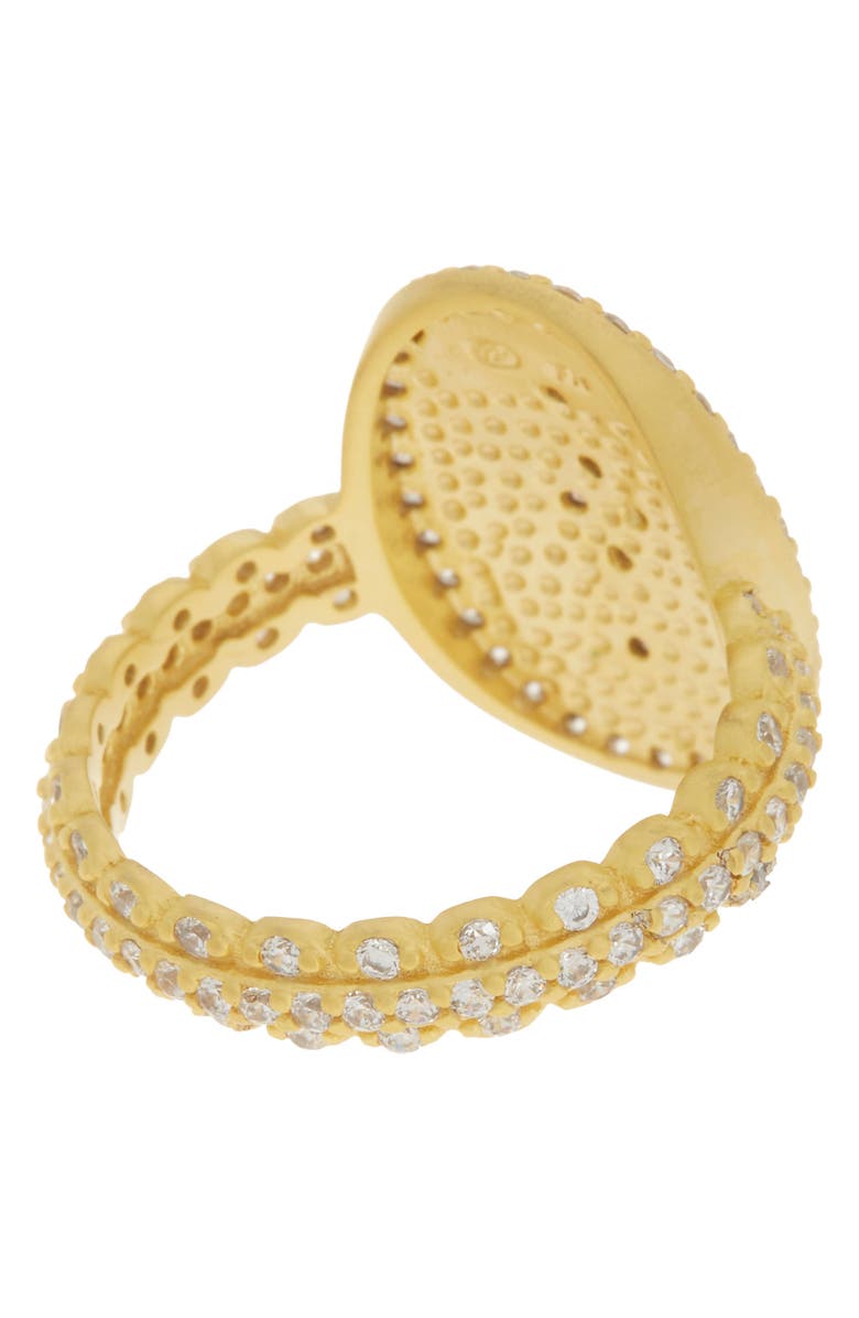 FREIDA ROTHMAN 14K Gold Plated Sterling Silver & CZ Clover Shield Ring ...