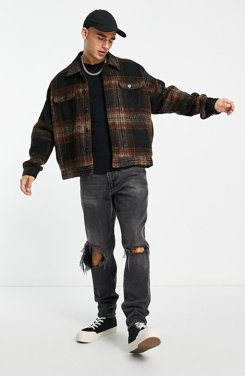 ASOS DESIGN Plaid Oversized Western Jacket | Nordstrom