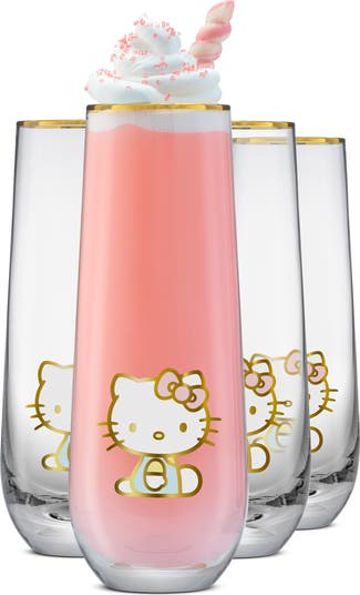JoyJolt x Sanrio Hello Kitty® Stay Gold Set of 4 Crystal Stemless ...