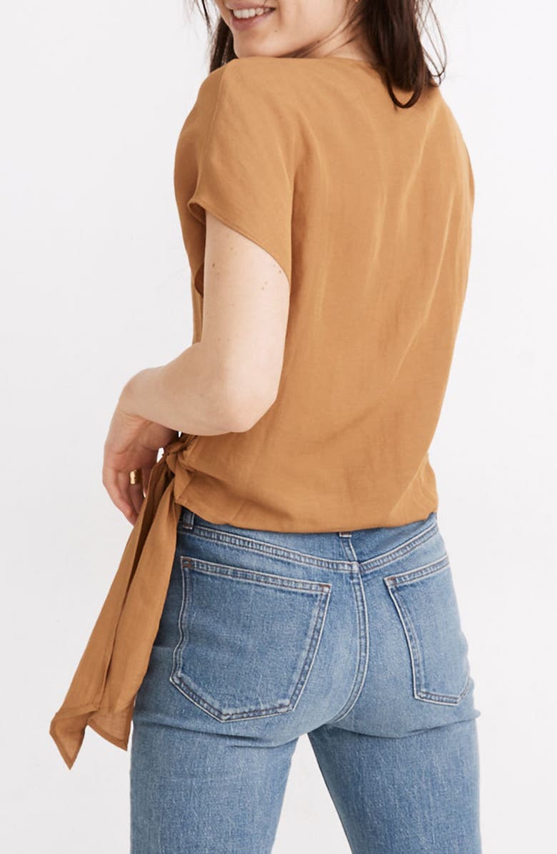 Madewell Linen Blend Sash Tie Wrap Top | Nordstromrack