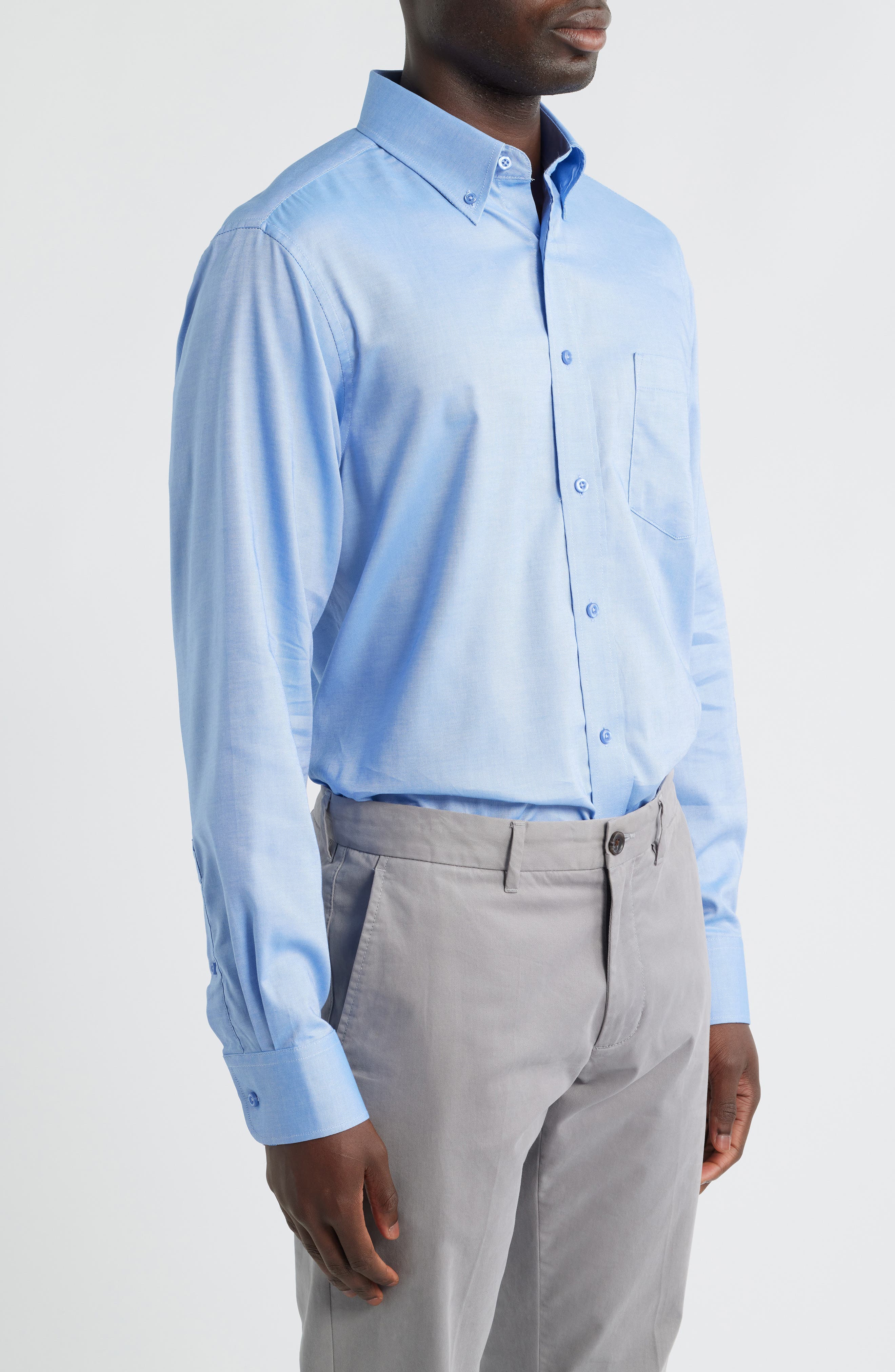 EAGLE Regular Fit Blue Cotton Button-Down Oxford Shirt | Nordstrom