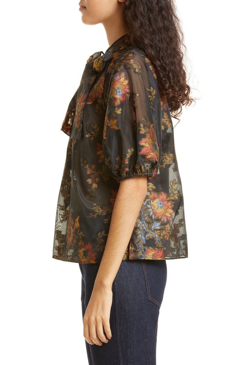 Ted Baker London Marshil Metallic Pussy Bow Puff Sleeve Top | Nordstromrack