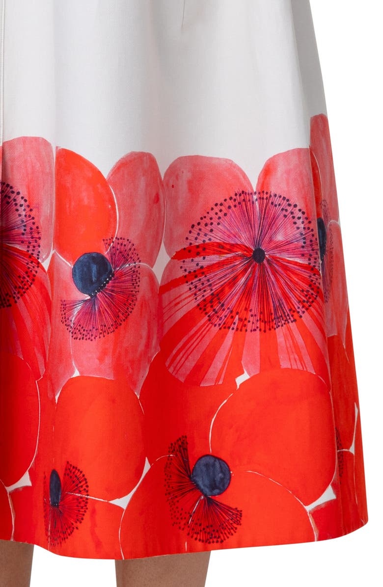 Akris Poppy Print Cotton & Silk Blend Midi Skirt | Nordstromrack