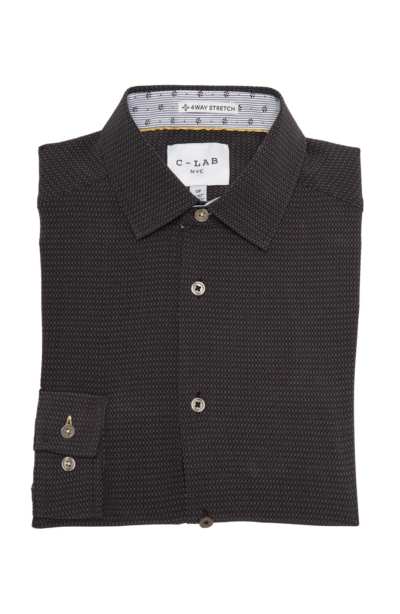 C-LAB NYC Geometric Print Long Sleeve 4-Way Stretch Dress Shirt ...