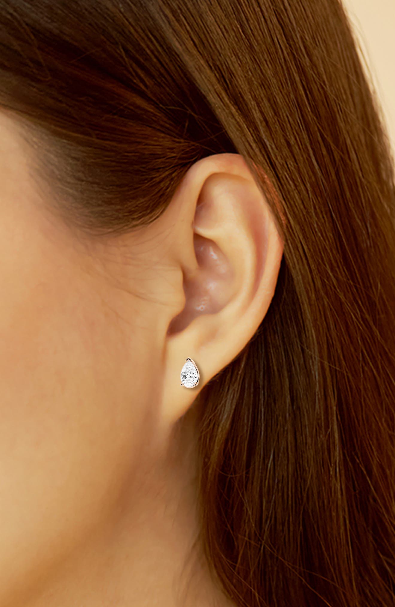 Badgley Mischka Collection 14K Rose Gold Near Colorless Lab Grown Pear ...
