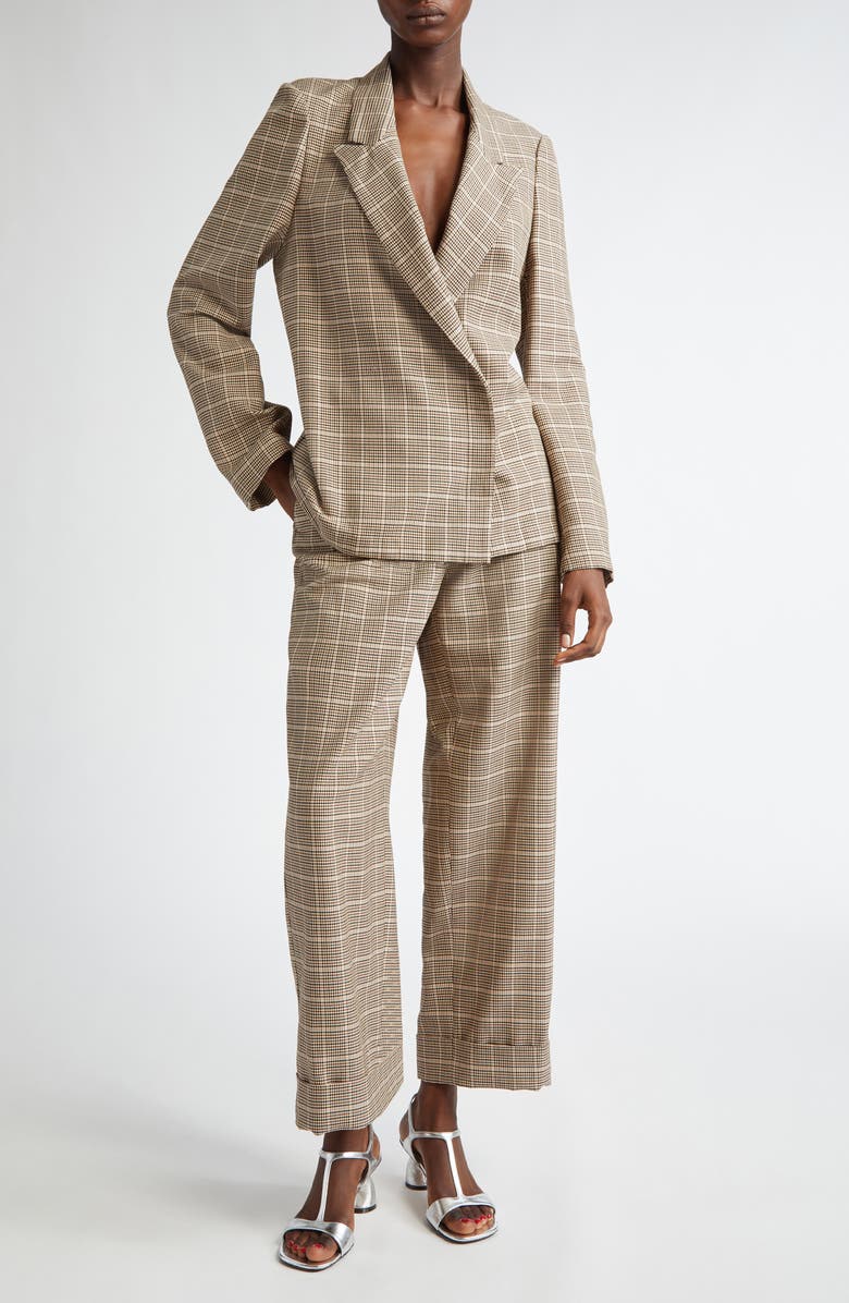 Dries Van Noten Pakora Glen Plaid Wide Leg Ankle Pants | Nordstromrack