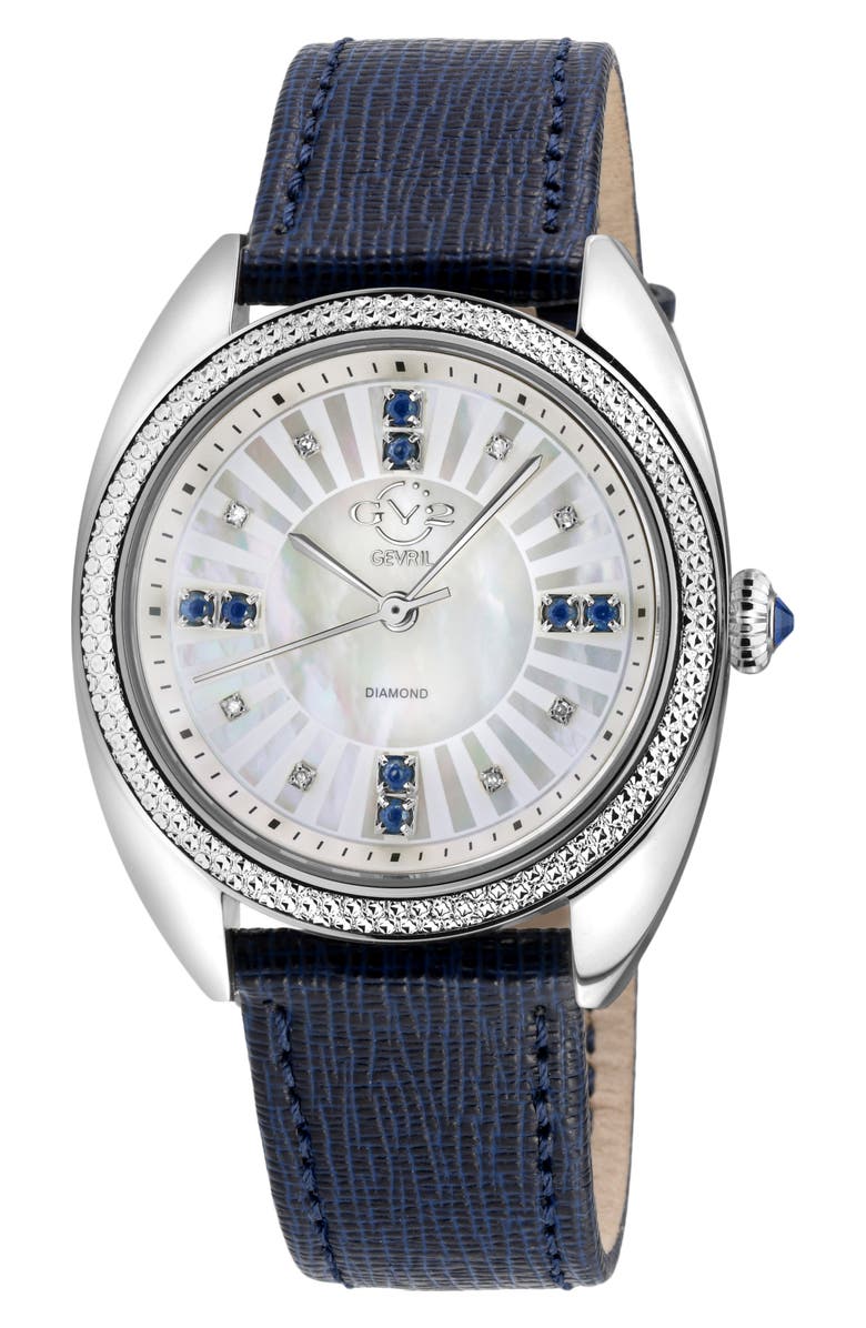 GV2 Palermo Diamond Embossed Leather Strap Watch, 36mm | Nordstromrack