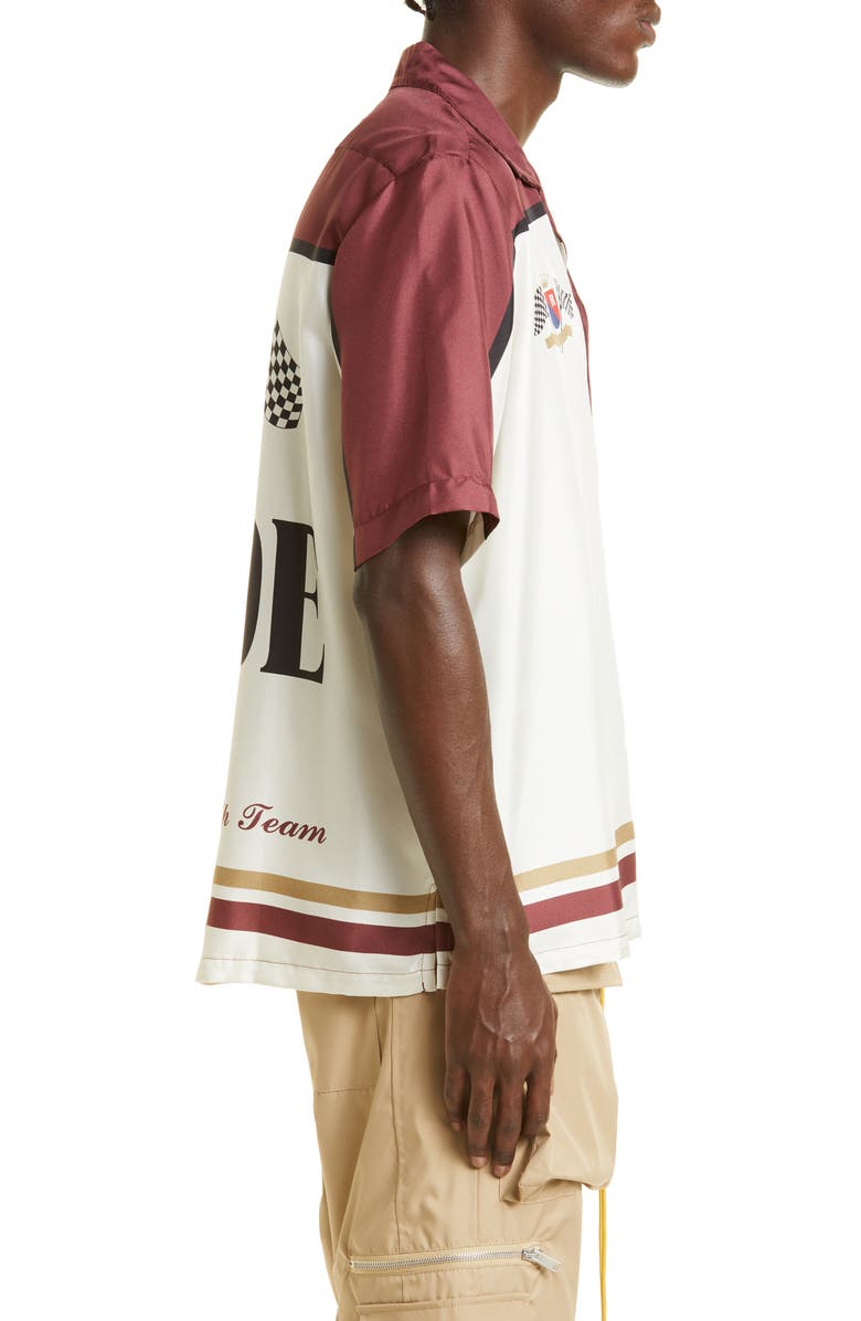 Rhude Racing Team Short Sleeve Silk Camp Shirt | Nordstrom