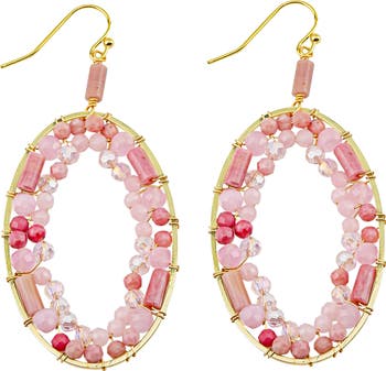 Panacea Pink Stone Wrapped Oval Drop Earrings | Nordstromrack