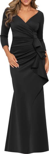 Xscape Evenings Xscape Ruched Scuba Ruffle Gown | Nordstrom