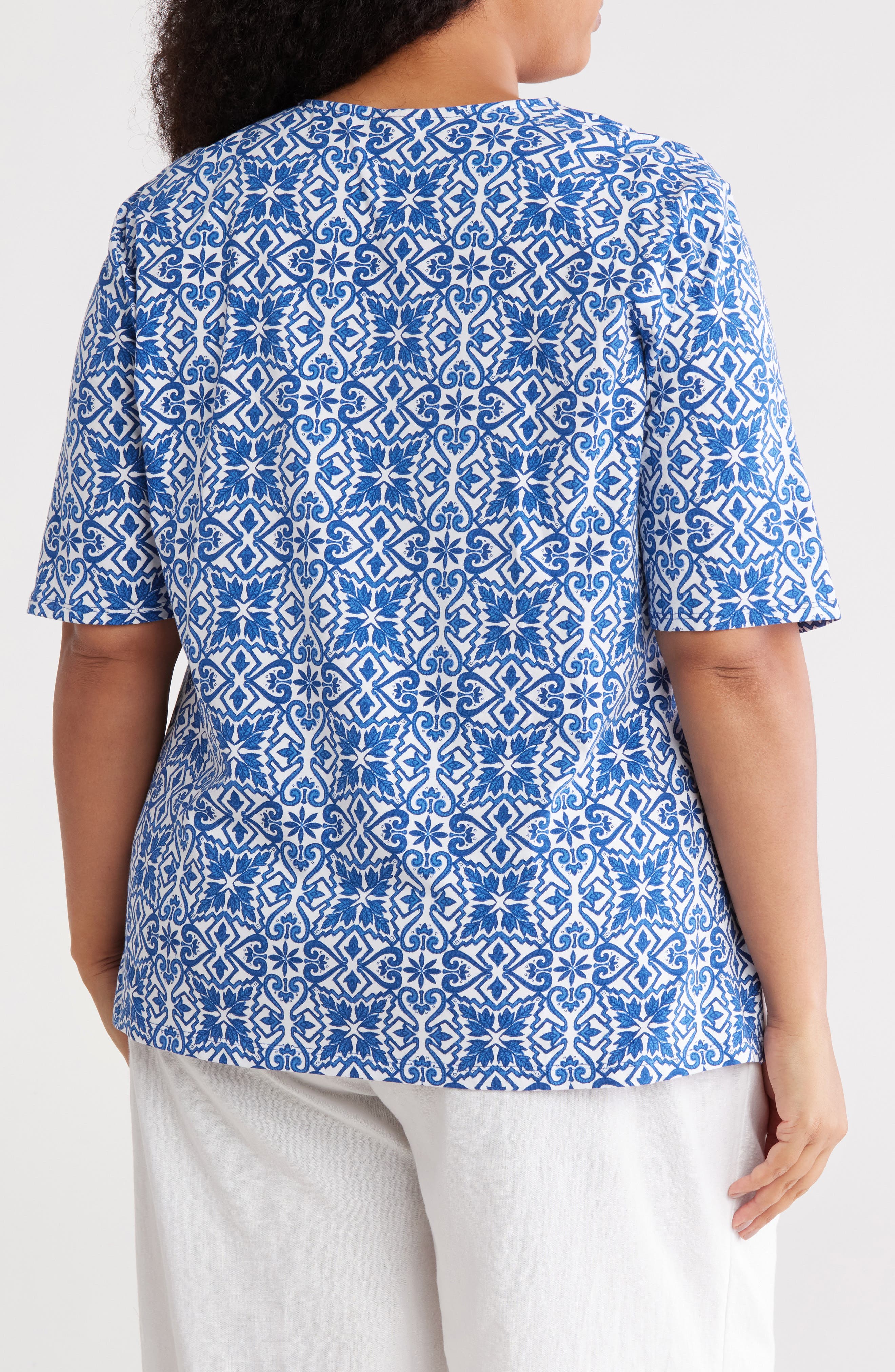 RUBY RD Medallion Print Split Neck T-Shirt | Nordstromrack