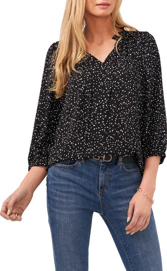Vince Camuto Print Split Neck Blouse | Nordstrom