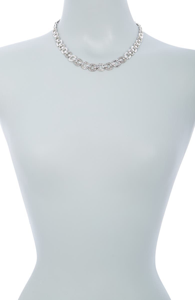 Lois Hill Sterling Silver Scroll Filigree & Hammered Square Link Collar ...