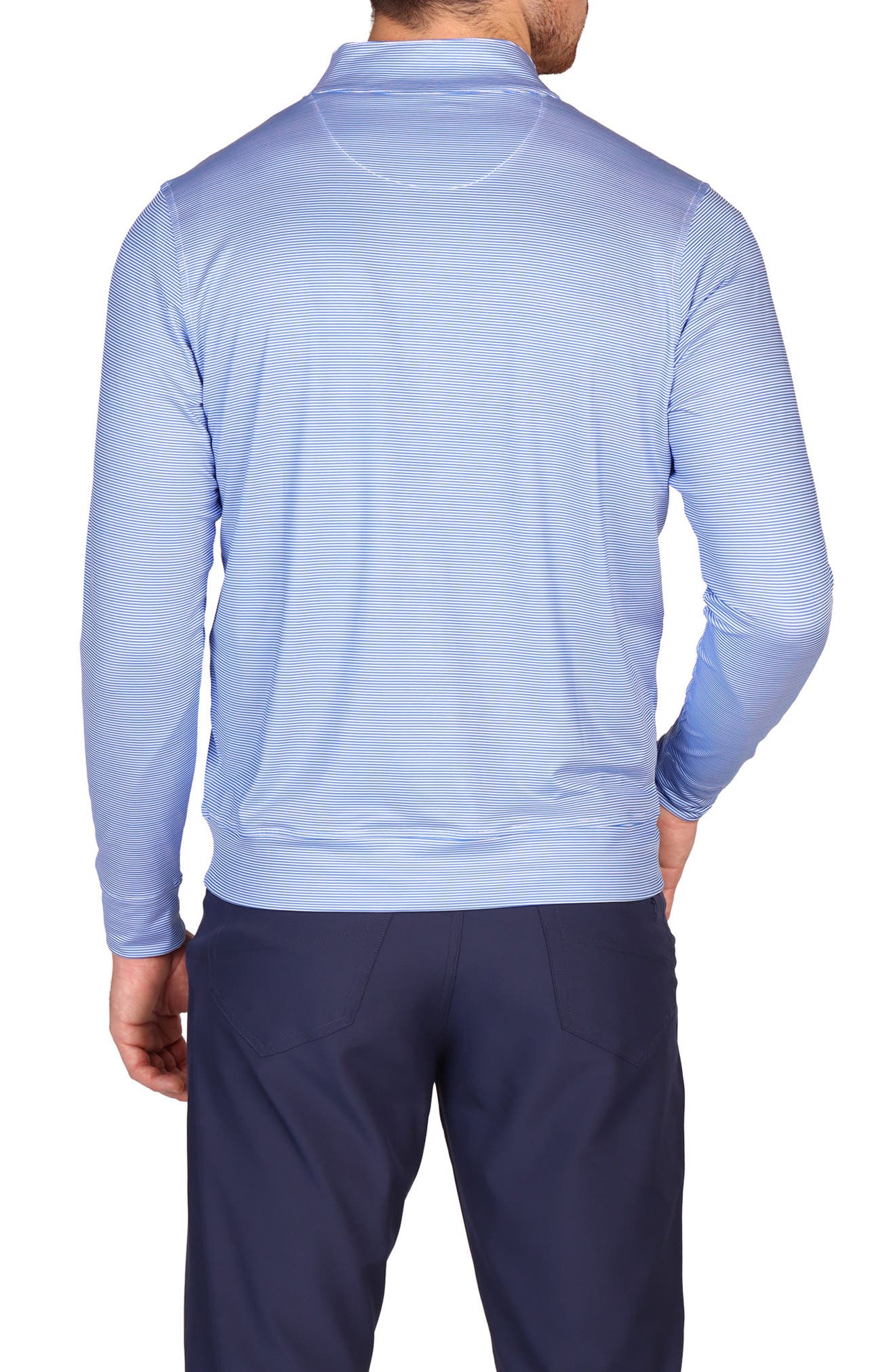 TailorByrd Stripe Print Long Sleeve Performance Quarter Zip Polo ...