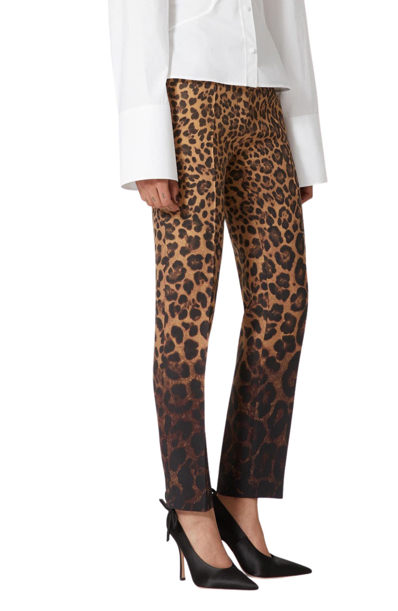 Valentino Leopard Print Ombré Virgin Wool & Silk Ankle Pants | Nordstrom
