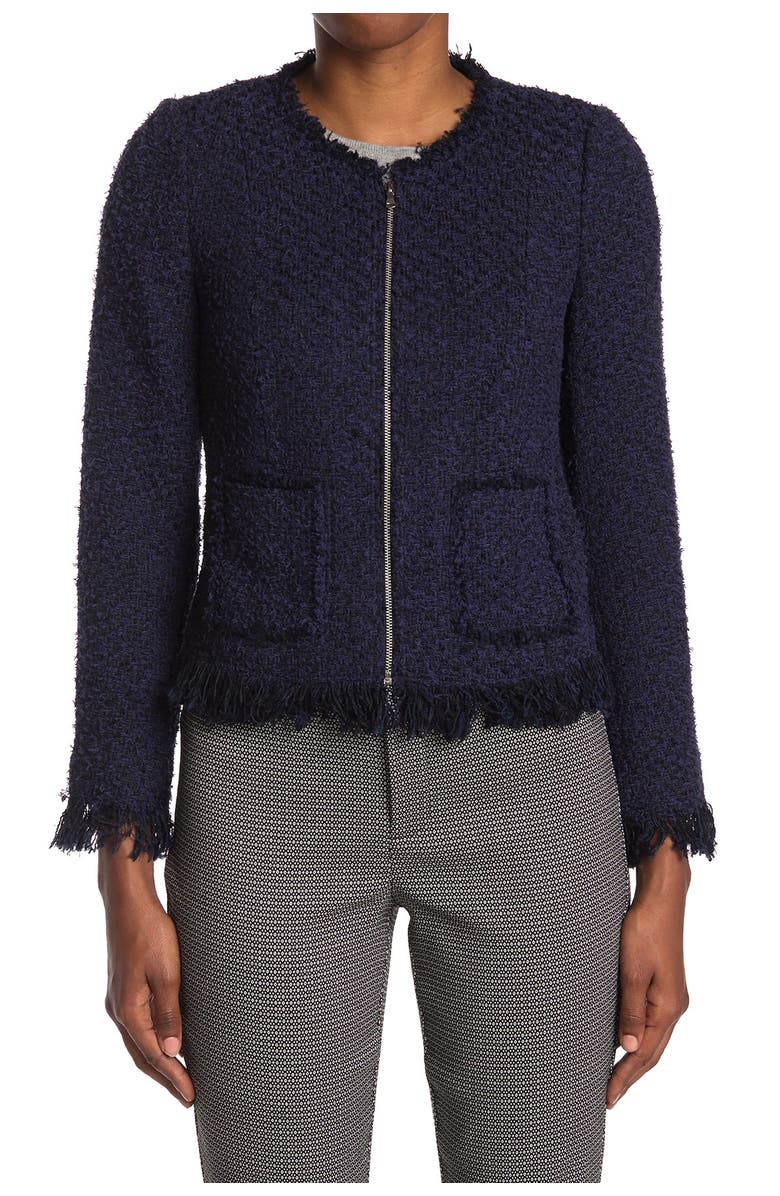 Rebecca Taylor Fringe Cotton & Virgin Wool Blend Tweed Jacket ...