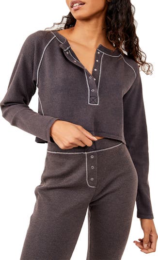 Free People Early Night Waffle Knit Crop Sleep Top | Nordstromrack