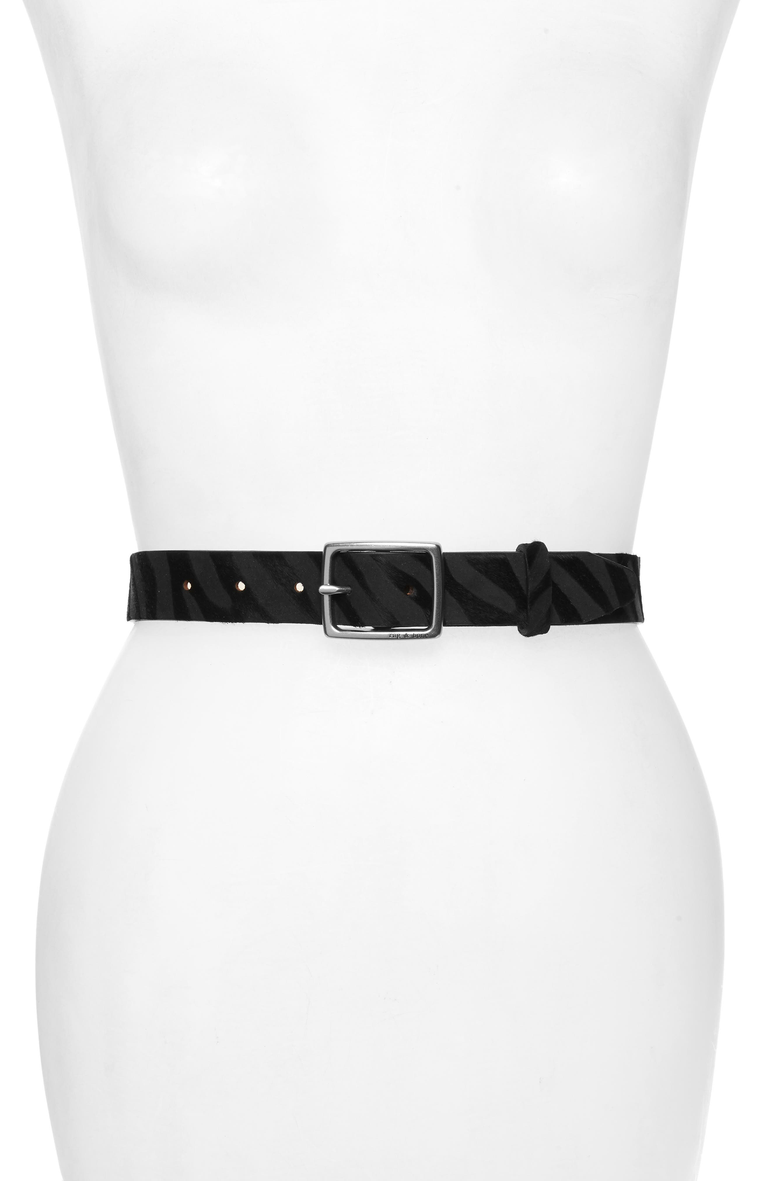 rag & bone Boyfriend Zebra Print Genuine Calf Hair Belt | Nordstromrack