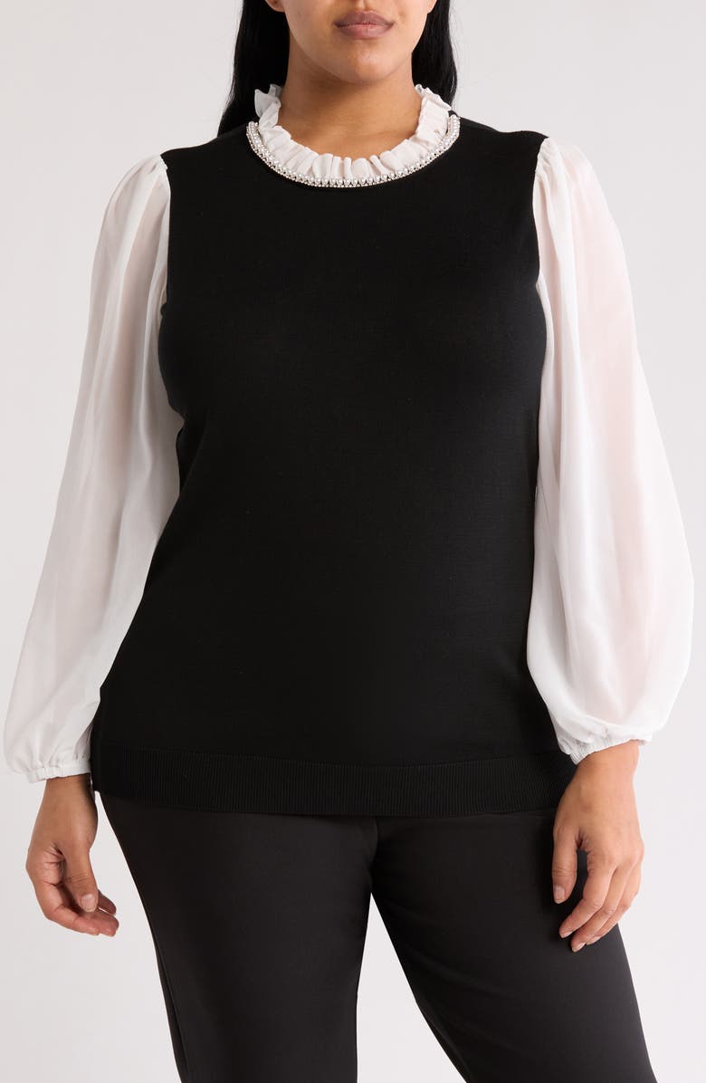 BY DESIGN Mystique Embellished Mixed Media Top | Nordstromrack