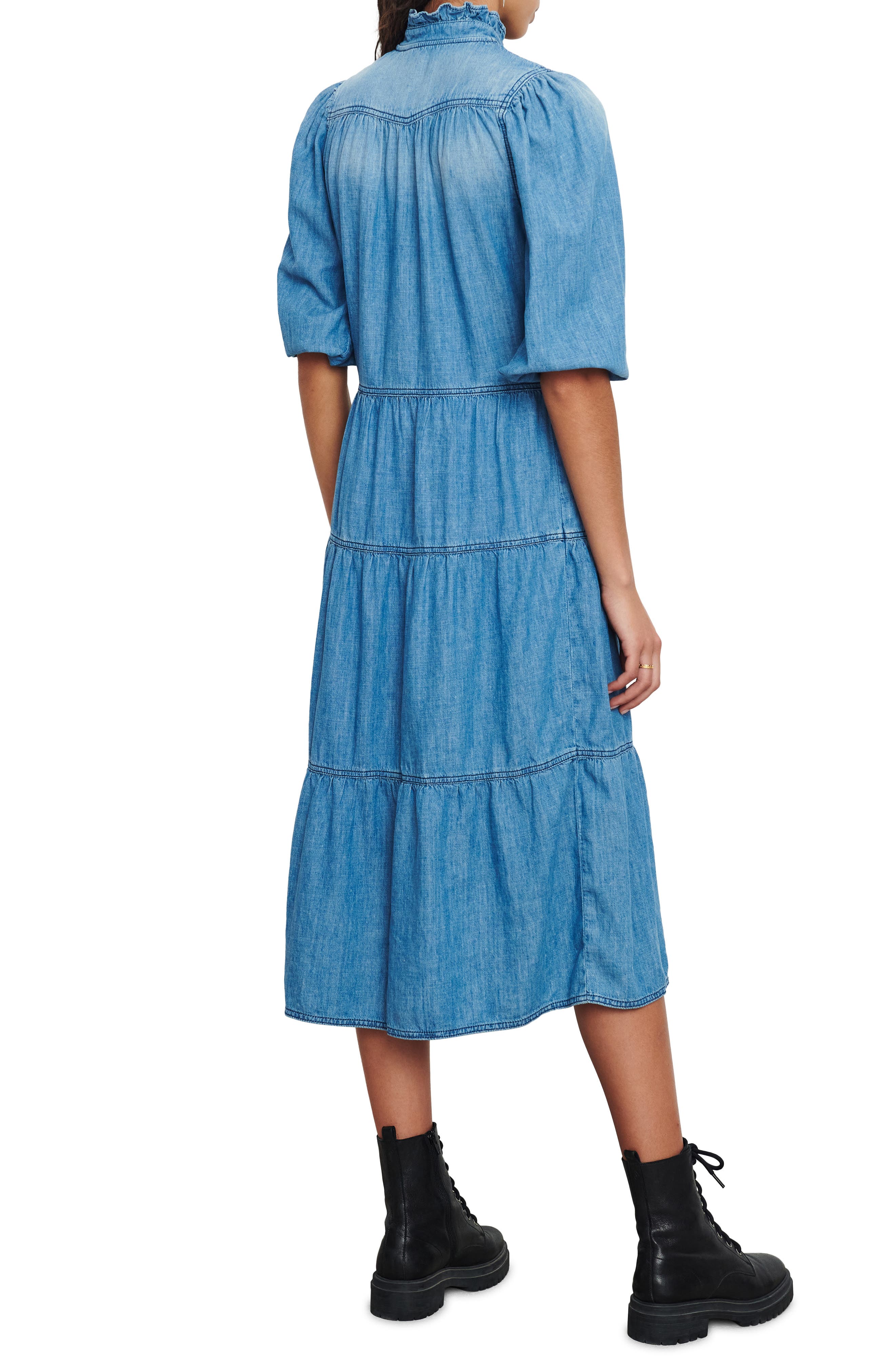 ba&sh Willow Tiered Chambray Dress | Nordstromrack