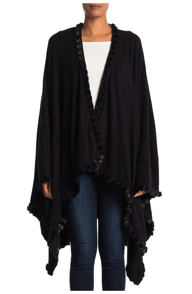 Portolano Faux Fur Trimmed Ruana | Nordstromrack