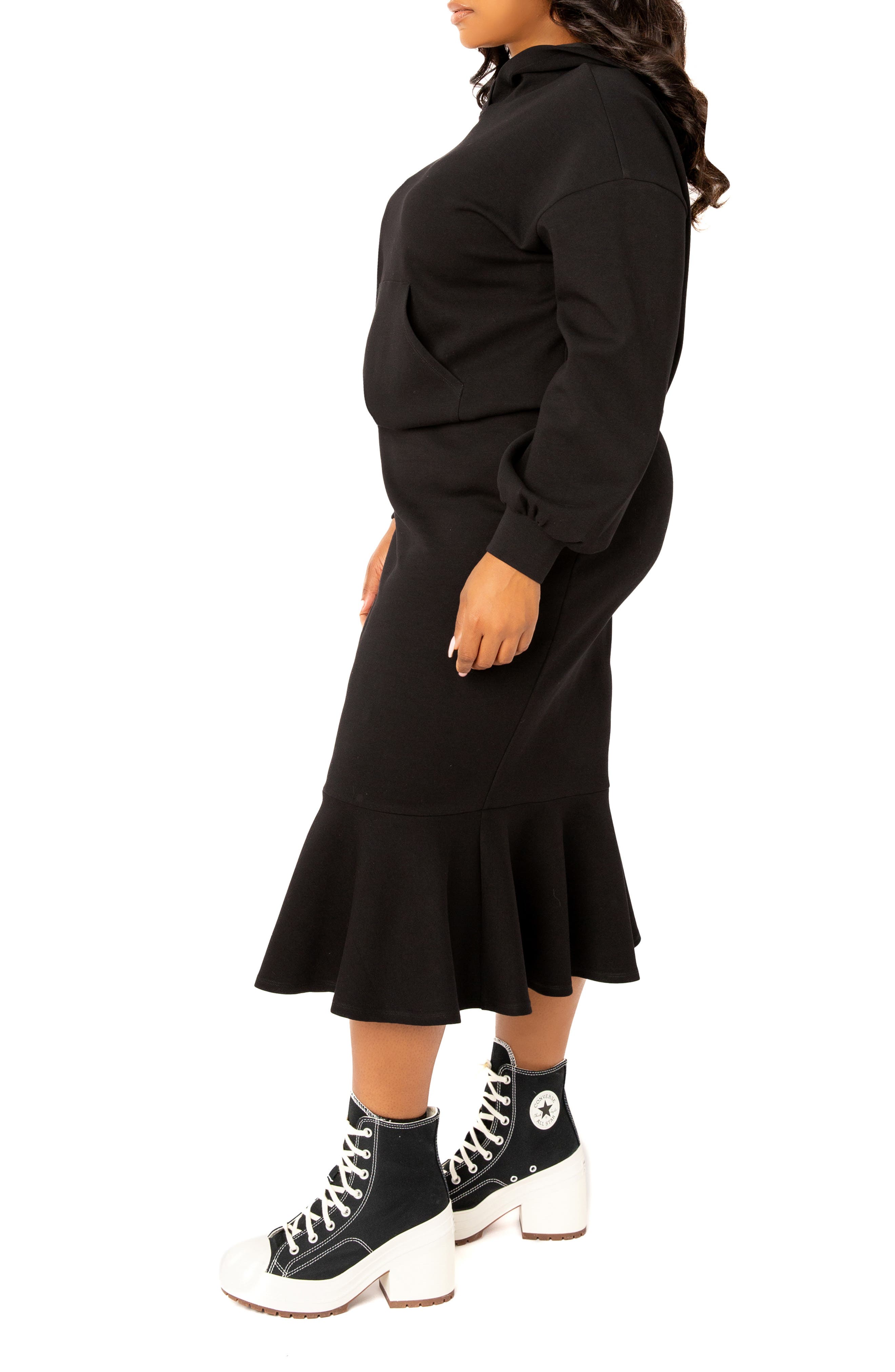 BUXOM COUTURE Scuba Knit Hoodie & Midi Skirt Set | Nordstrom