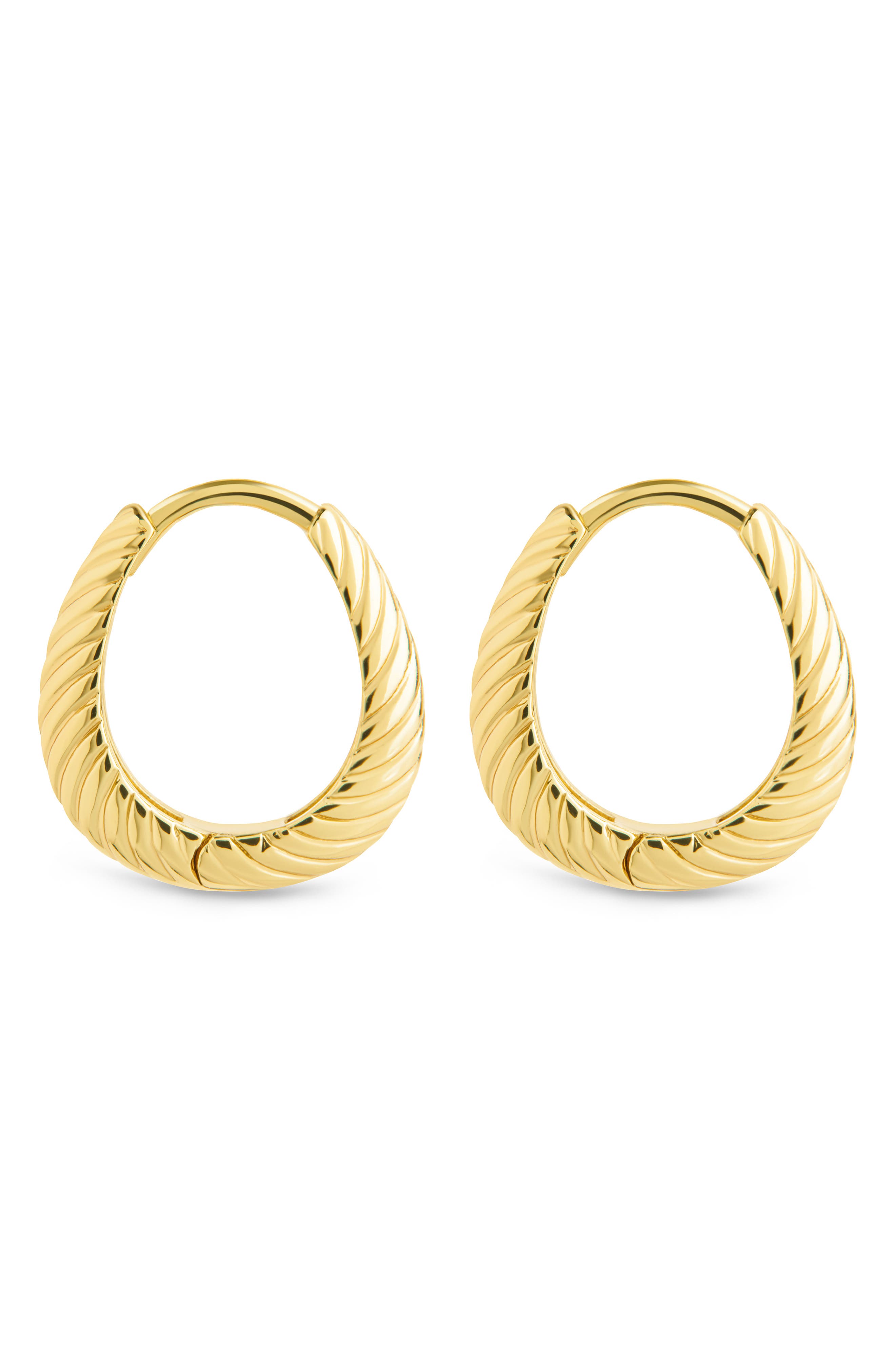 Sterling Forever Fairley Oval Textured Huggie Hoop Earrings | Nordstromrack