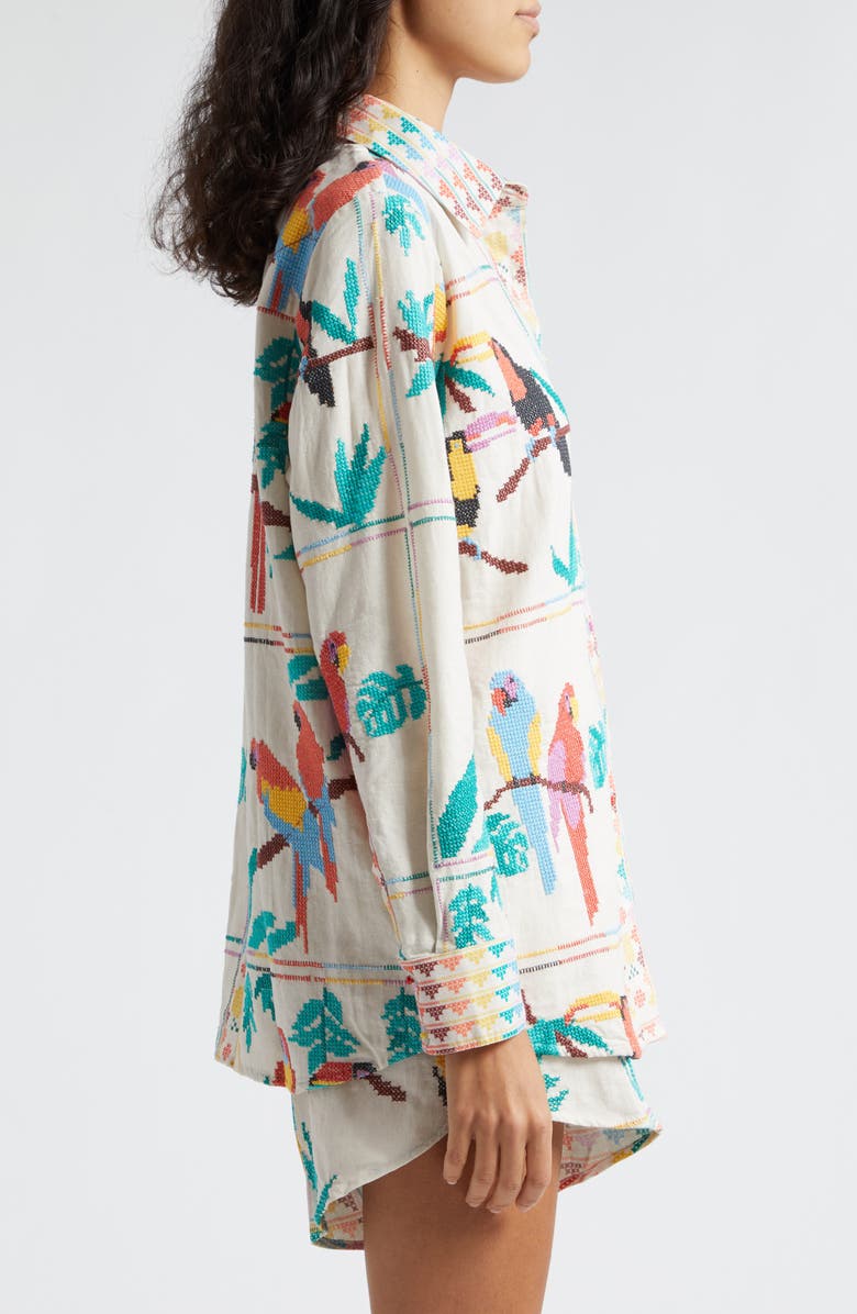 FARM Rio Tropical Stitch Linen Blend Button-Up Shirt | Nordstromrack