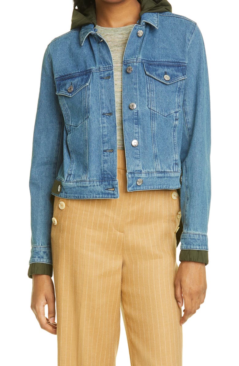 Veronica Beard Shani Mixed Media Denim & Twill Jacket | Nordstrom