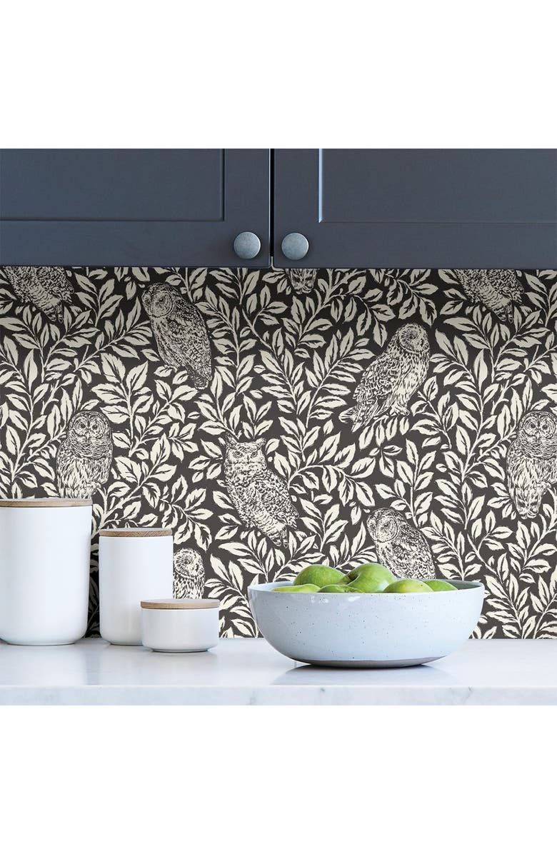 Wallpops Charcoal Sleepy Owls Peel & Stick Wallpaper | Nordstromrack