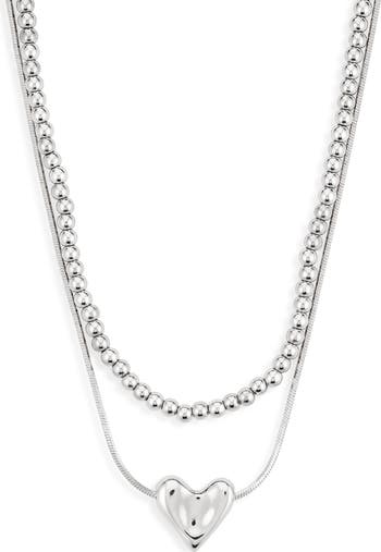 Nordstrom Set of 2 Bead Chain Puffy Heart Pendant Necklaces Nordstrom