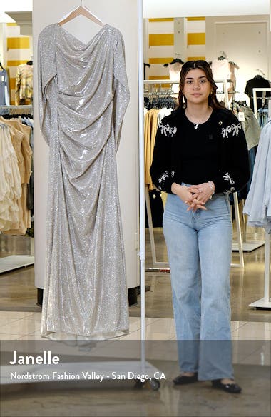 Betsy & Adam Drape Metallic Gown | Nordstrom