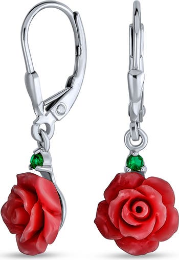 BLING JEWELRY Red Rose Drop Earrings | Nordstromrack