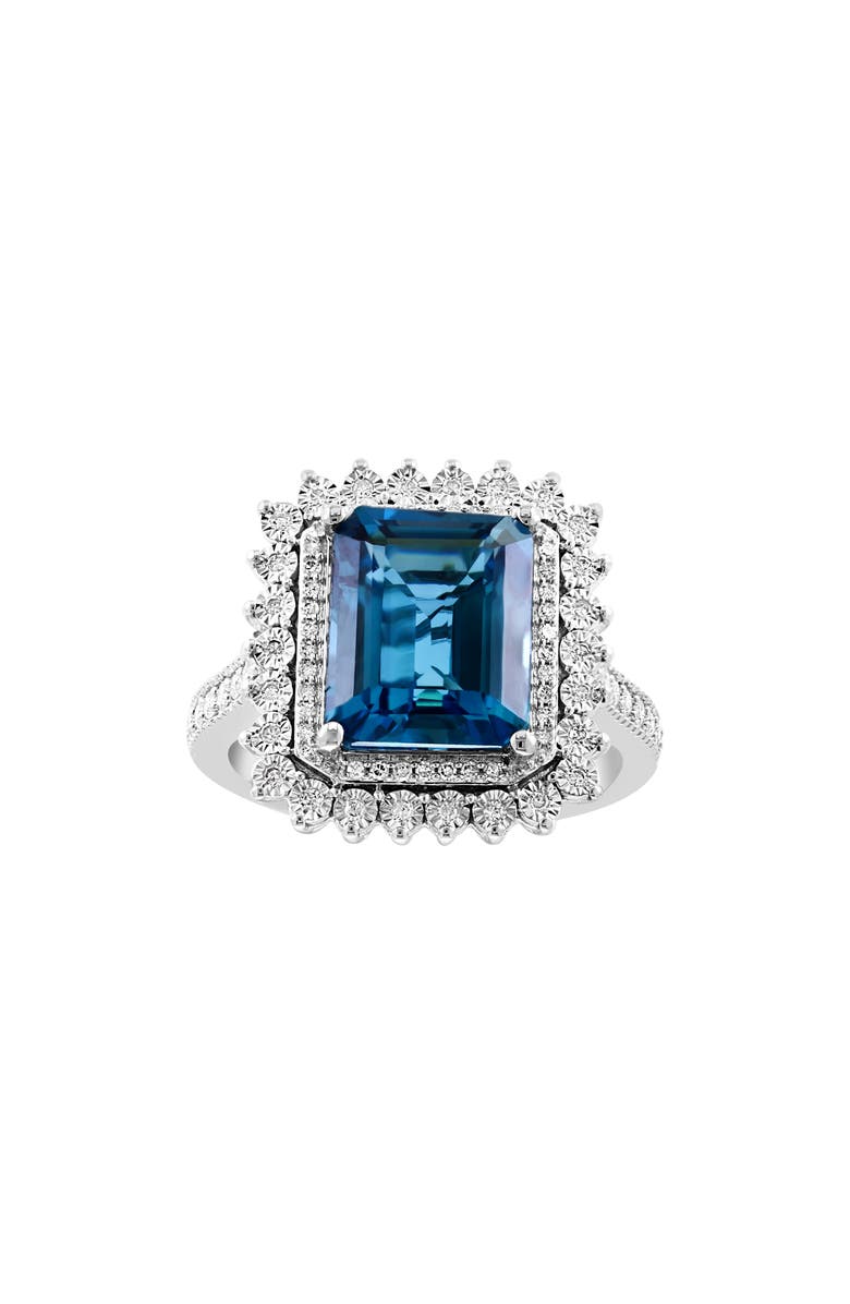 EFFY 14K White Gold, Diamond, & London Blue Topaz Ring - Size 7 ...