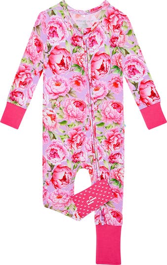Posh Peanut Francoise Peony Print Fitted Convertible Footie Pajamas ...