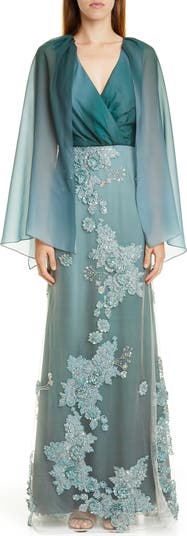 PatBO Patricia Bonaldi Ombré Cape Effect Gown | Nordstrom