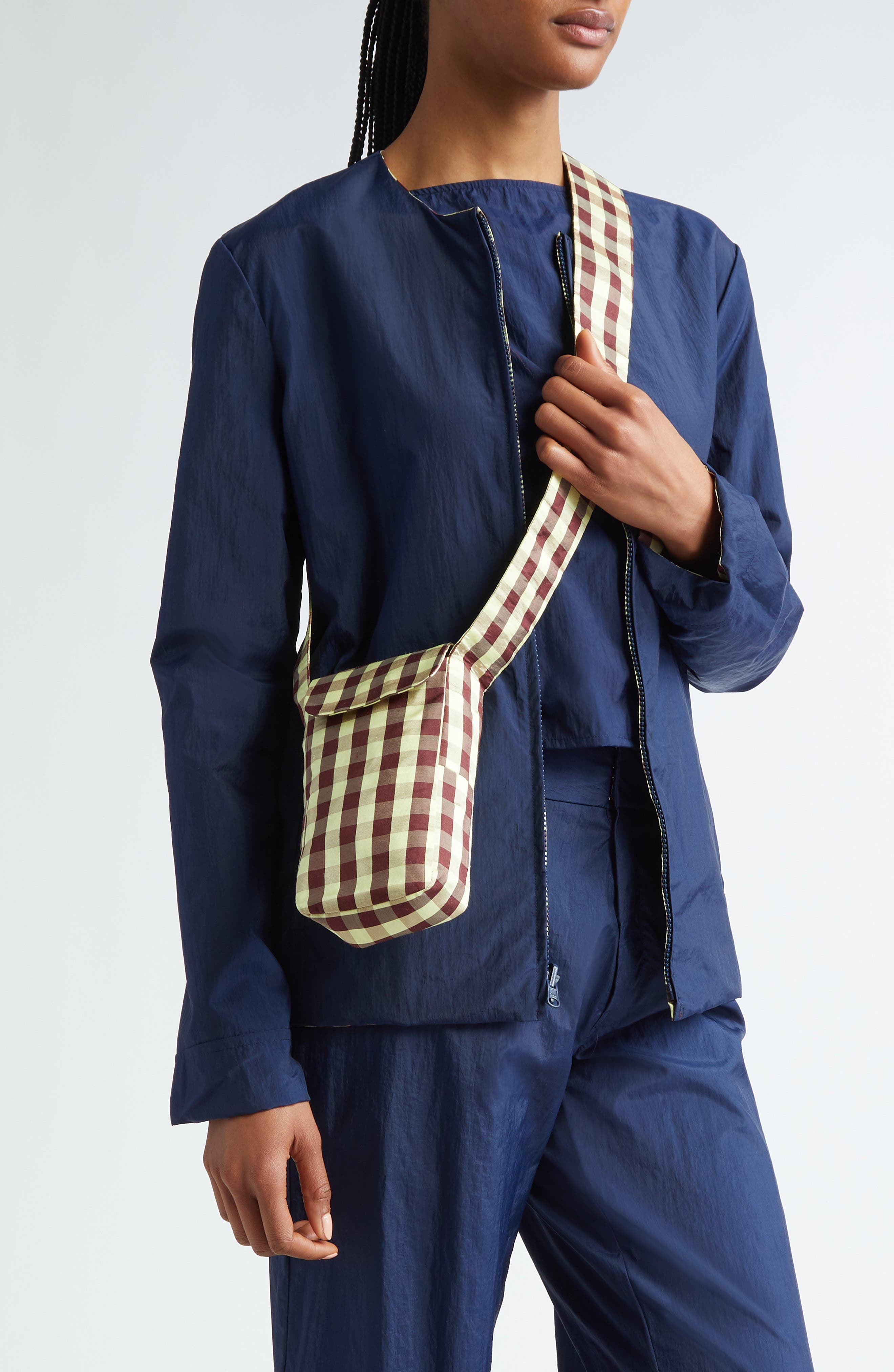 COMING OF AGE Gingham Silk Taffeta iPhone Crossbody Bag | Nordstromrack