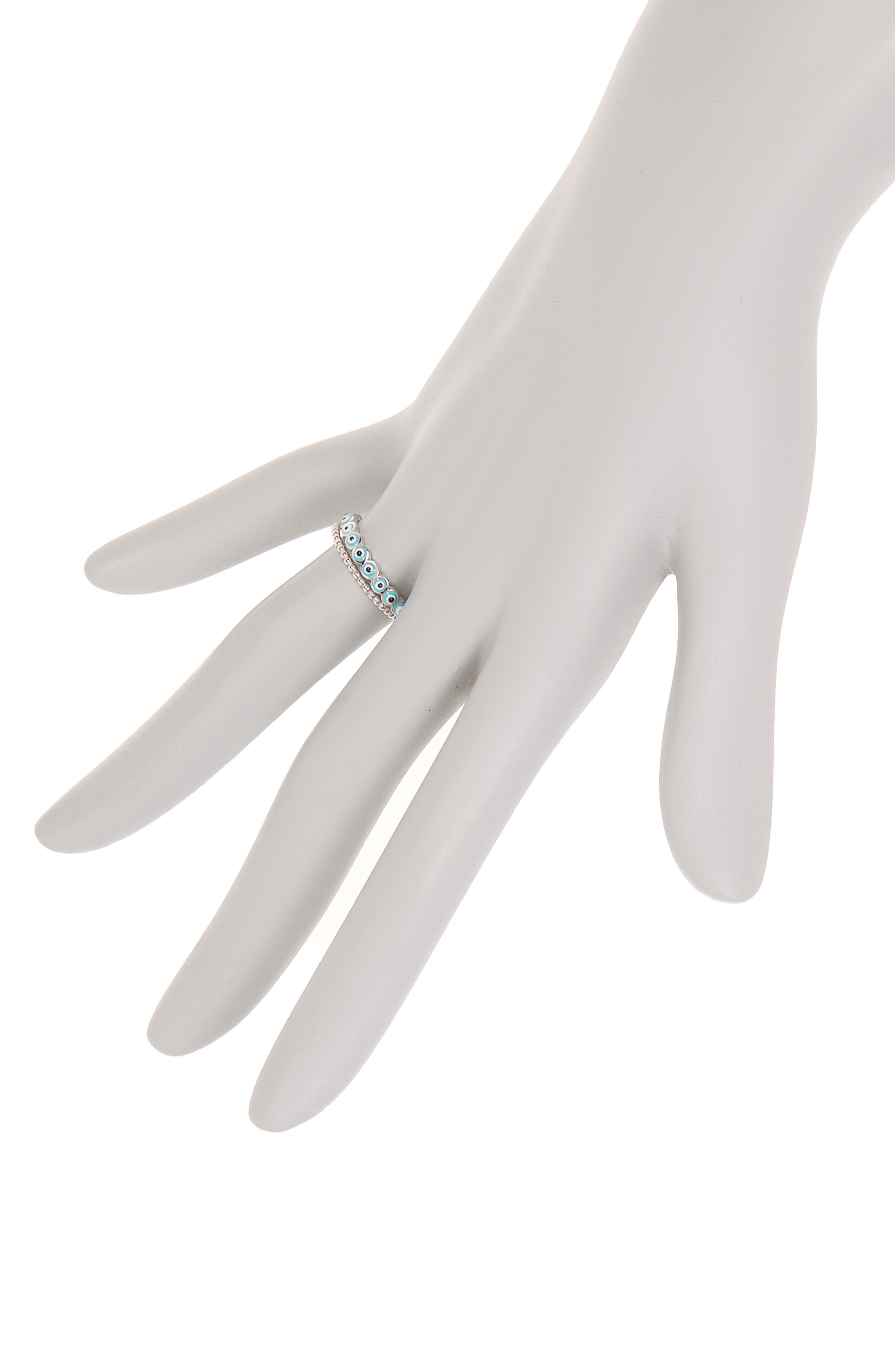 Argento Vivo Sterling Silver Set of 2 Bead & Evil Eye Ring | Nordstromrack