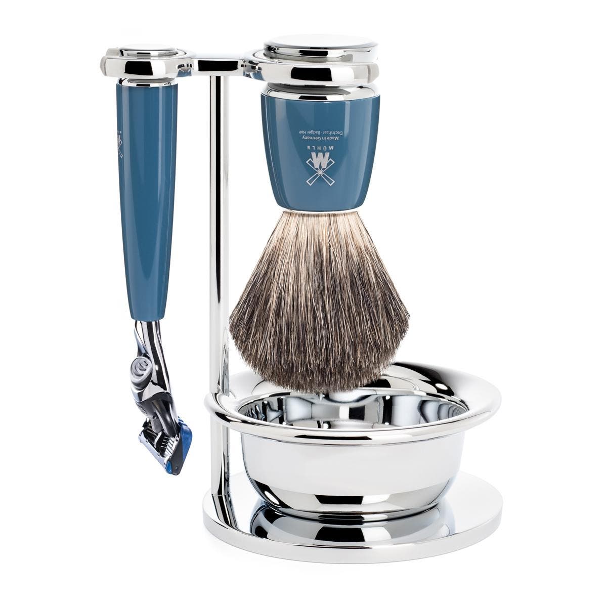 MÜHLE Rytmo Petrol Blue 4 Pc. Pure Badger / Fusion Shaving Set | Nordstrom