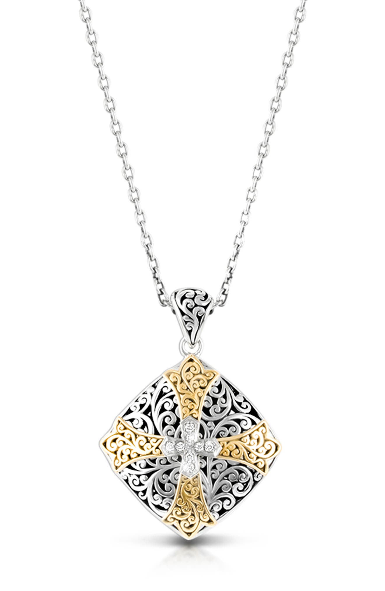 Lois Hill 18K Gold & Sterling Silver Maltese Cross Diamond Pendant ...