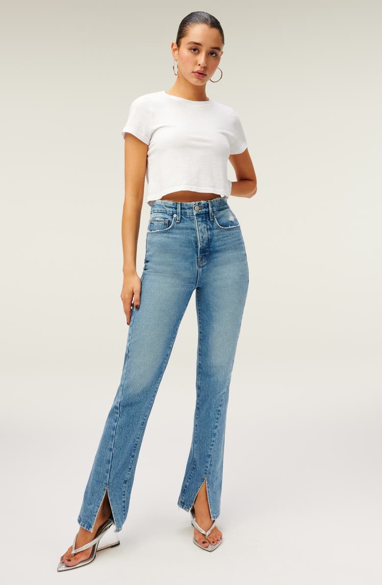 Good American Good Boy Twisted Slit Ankle Jeans | Nordstrom